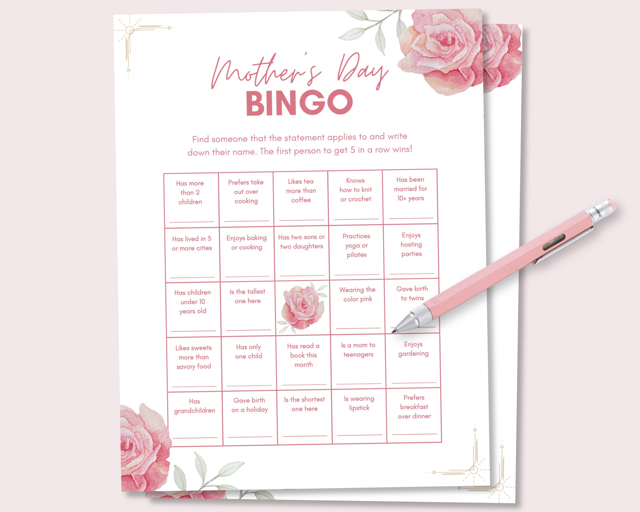 Mothers Day Bingo, Mothers Day Game, Printable Mother Day Game, Mother ...