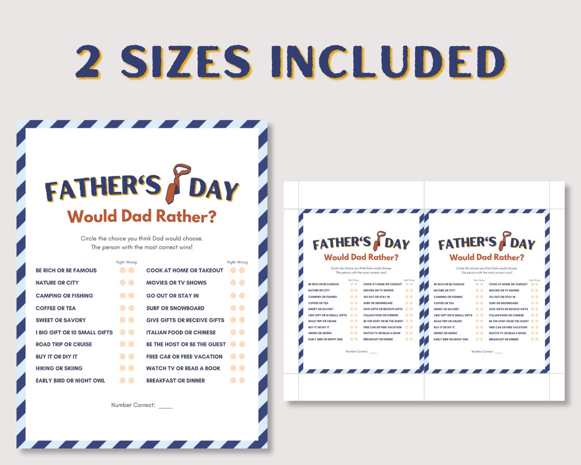 Would Dad Rather Game, Printable Fathers Day Game, Fathers Day Activity ...