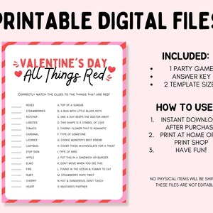 Valentines Day All Things Red Game, Valentines Day Color Red Quiz ...