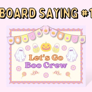 Retro Halloween Bulletin Board Kit, Cute Retro Boho Halloween Classroom ...