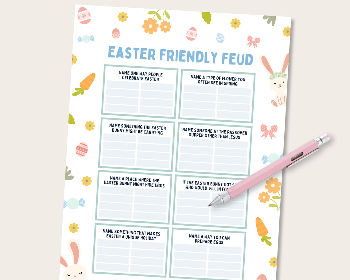 Easter Friendly Feud, Easter Family Feud Game, Easter Trivia Feud ...