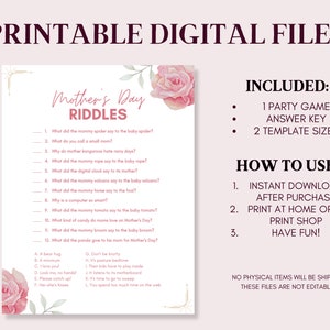 Mothers Day Riddles, Mothers Day Game, Mothers Day Printable Game ...