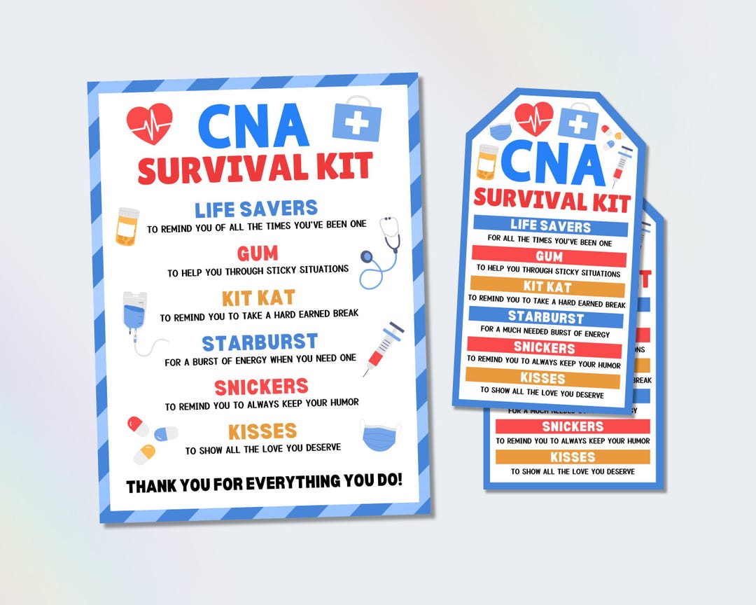 CNA Appreciation Gift Tag, Nursing Assistant Survival Kit Tag, Happy ...