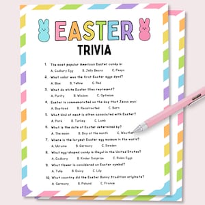 Easter Trivia Game, Easter Trivia Quiz, Printable Easter Party Game ...