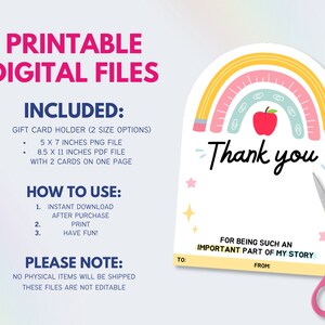 Teacher Appreciation Gift Card Holder, Teacher Thank You Gift Tag ...