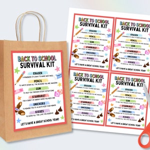 Back to School Survival Kit Gift Tag First Day of School - Etsy
