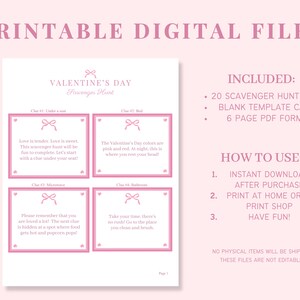 Valentines Day Scavenger Hunt, Indoor Scavenger Hunt Clue, Valentines ...