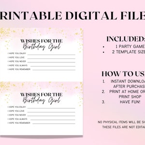 Wishes for the Birthday Girl, Teen Girl Birthday Game, Fun Birthday ...
