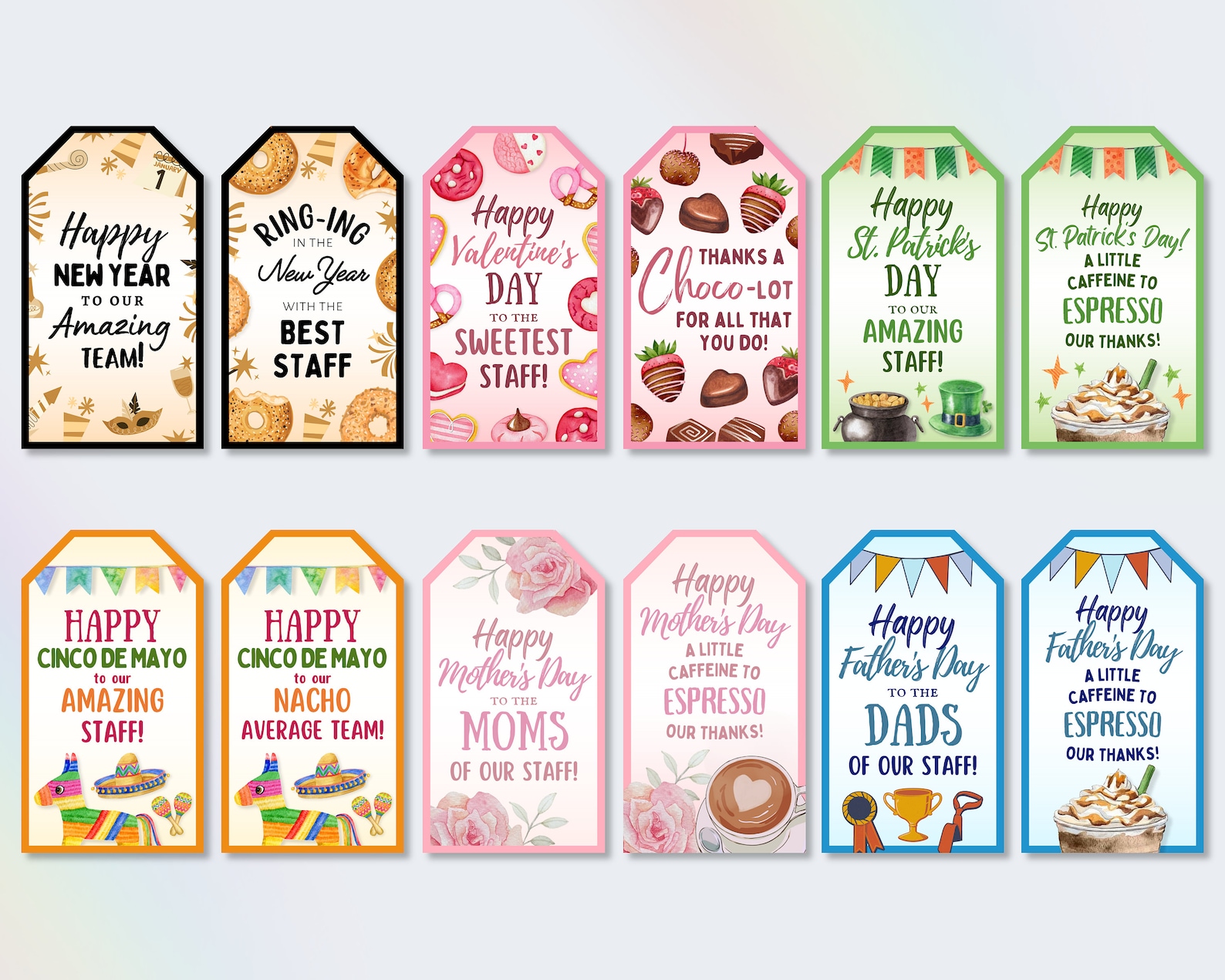 24 Employee Holiday Gift Tag Bundle Employee Appreciation - Etsy