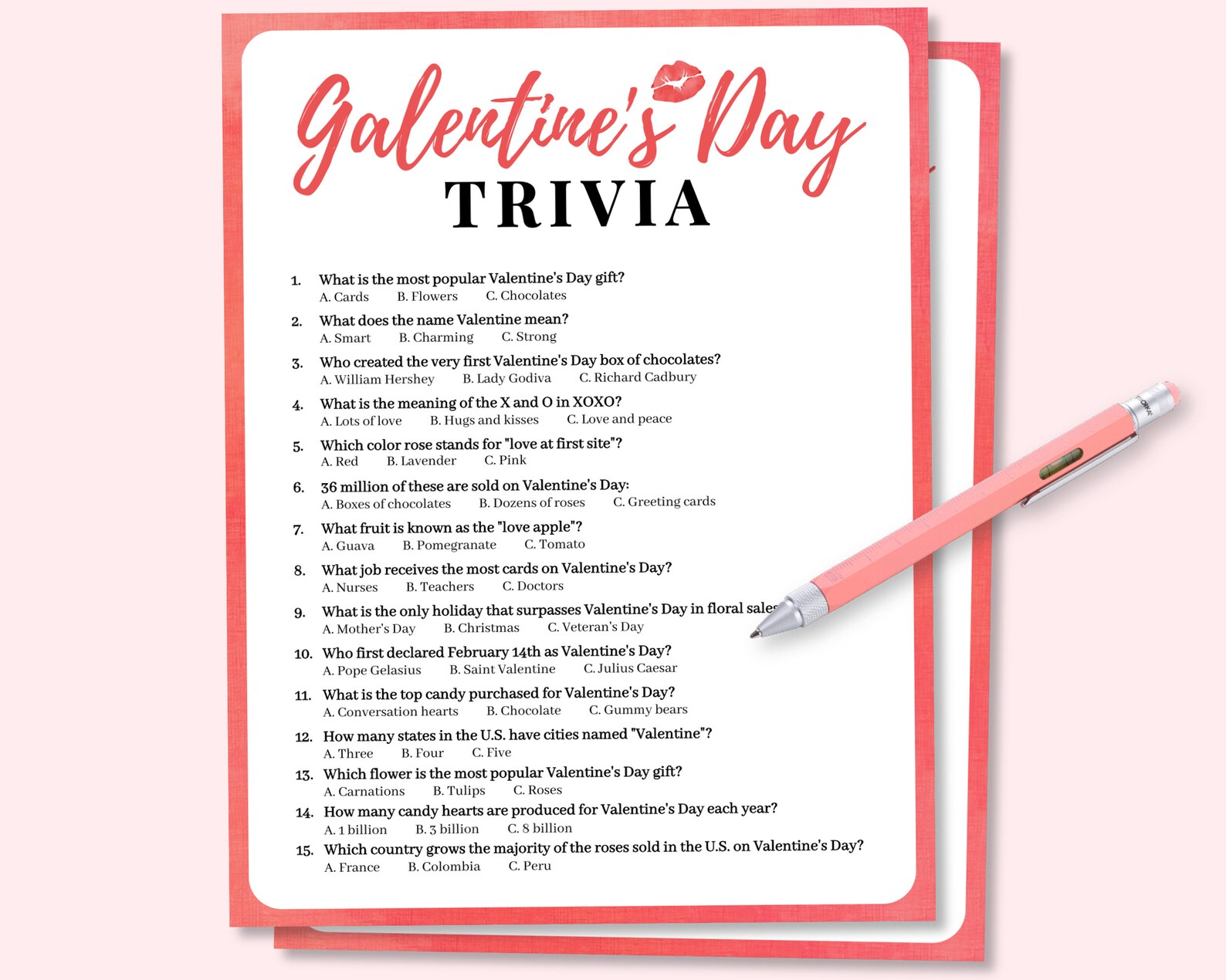Galentines Day Trivia Game, Galentines Day Party Game, Valentines Day ...