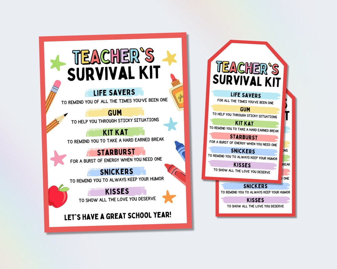 Teachers Survival Kit Gift Tag, Teacher Appreciation Gift Tag, Back to ...