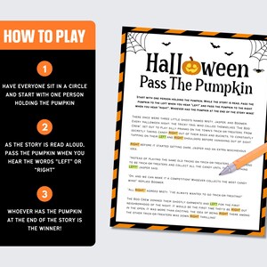 Halloween Pass the Pumpkin Game, Halloween Left Right Story, Halloween ...