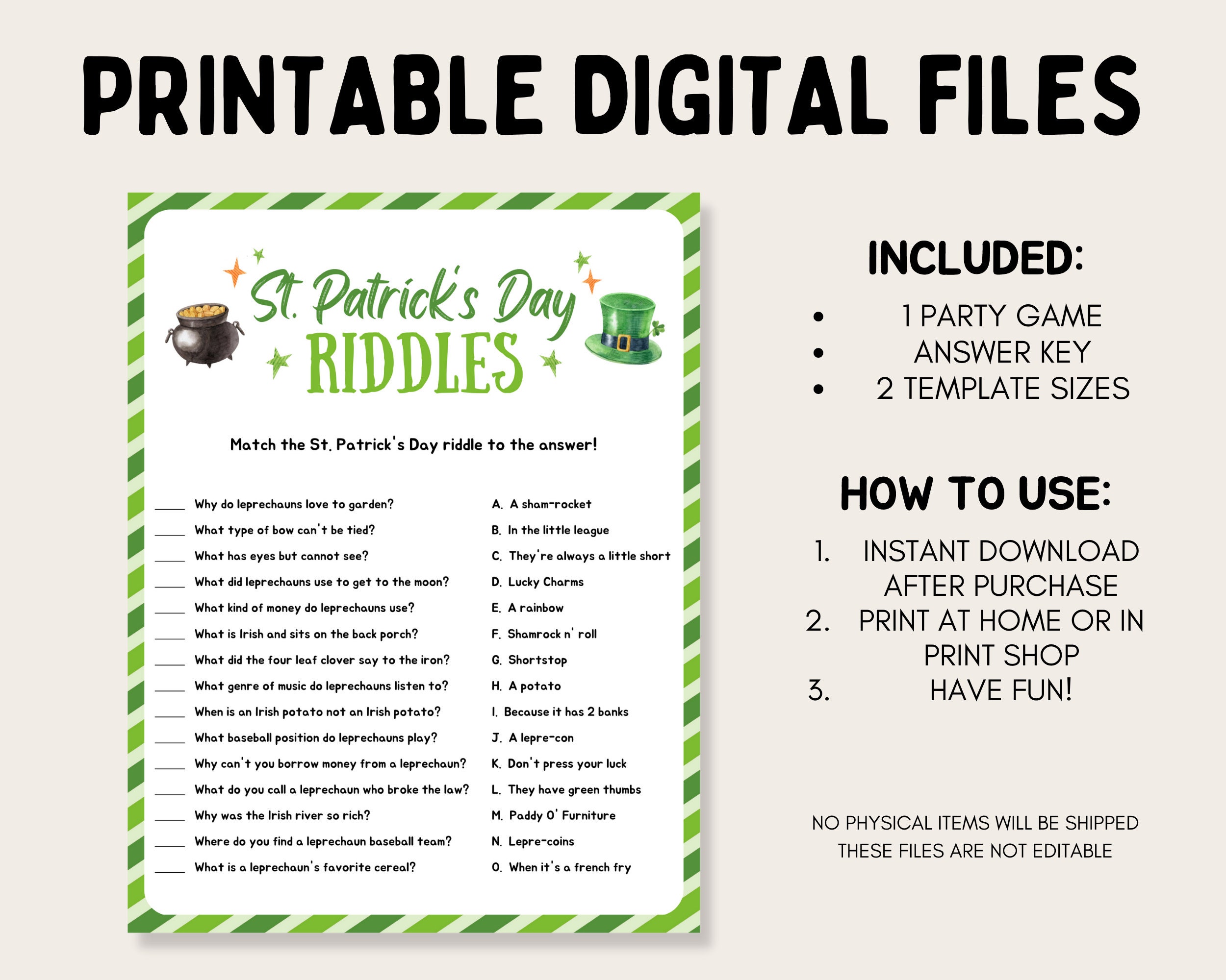 St Patrick's Day Riddles Quiz, St Patricks Day Riddles for Kids, Fun St ...
