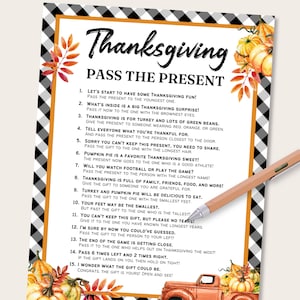 Thanksgiving Pass the Present Game, Thanksgiving Party Game ...