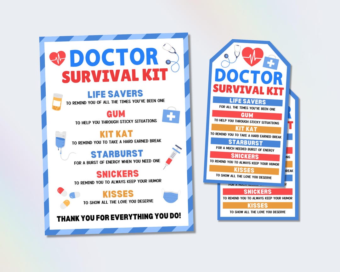 Doctor Survival Kit Gift Tag, Thank You Doctor Tag, National Doctors ...