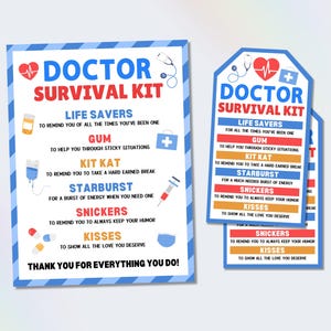Doctor Survival Kit Gift Tag, Thank You Doctor Tag, National Doctors ...