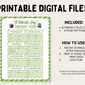 St Patrick's Day Friendly Feud Game, St Patrick's Day Trivia Quiz, St ...