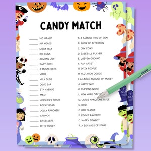 Halloween Candy Match Game Halloween Trivia Quiz Halloween - Etsy
