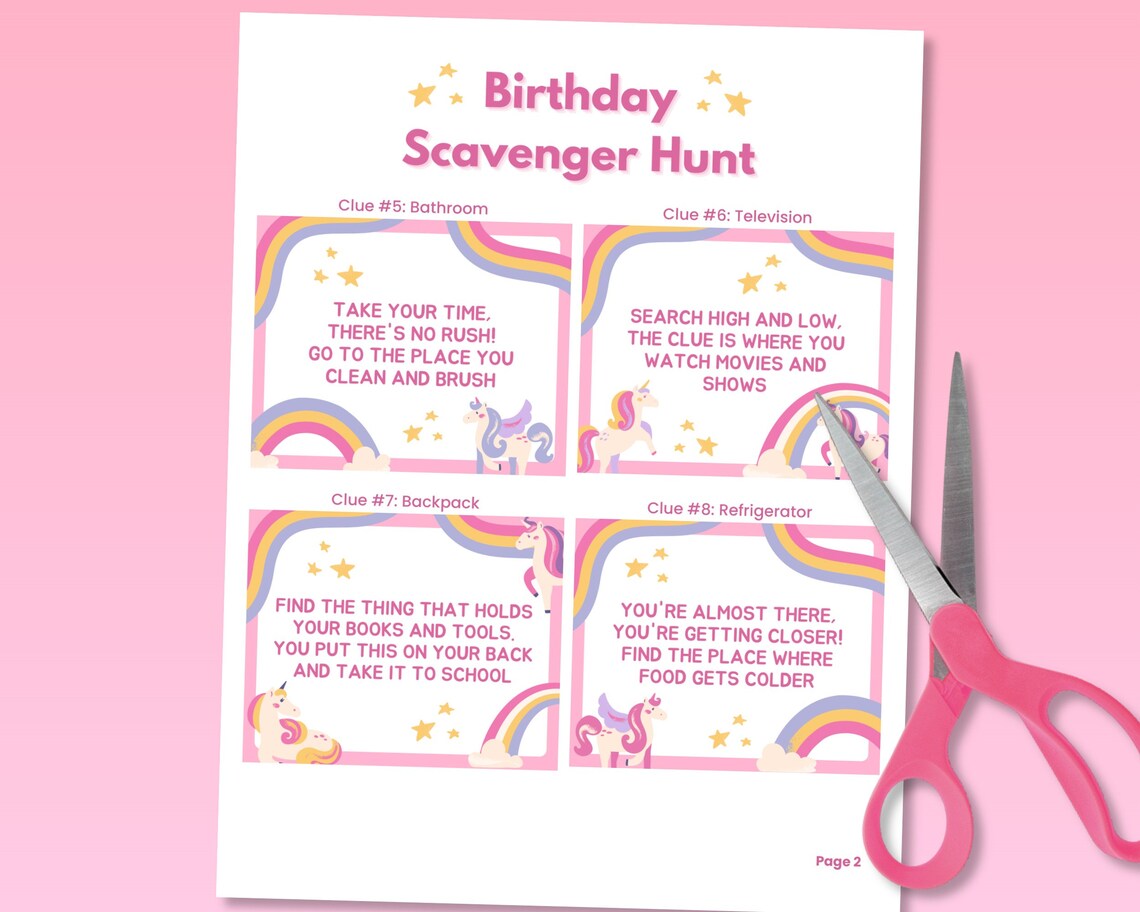 Unicorn Birthday Scavenger Hunt Party Treasure Hunt for Kids - Etsy
