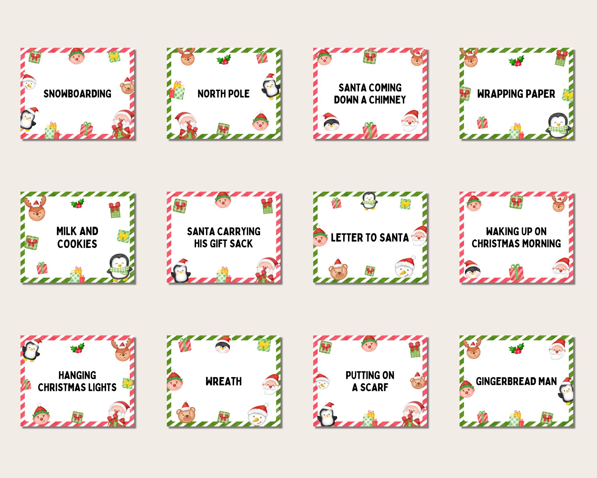 Christmas Charades for Kids, Christmas Party Game, Christmas Charades ...