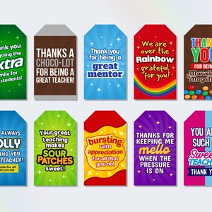 Teacher Appreciation Candy Gift Tags, Thank You Teacher Gift Tag for ...