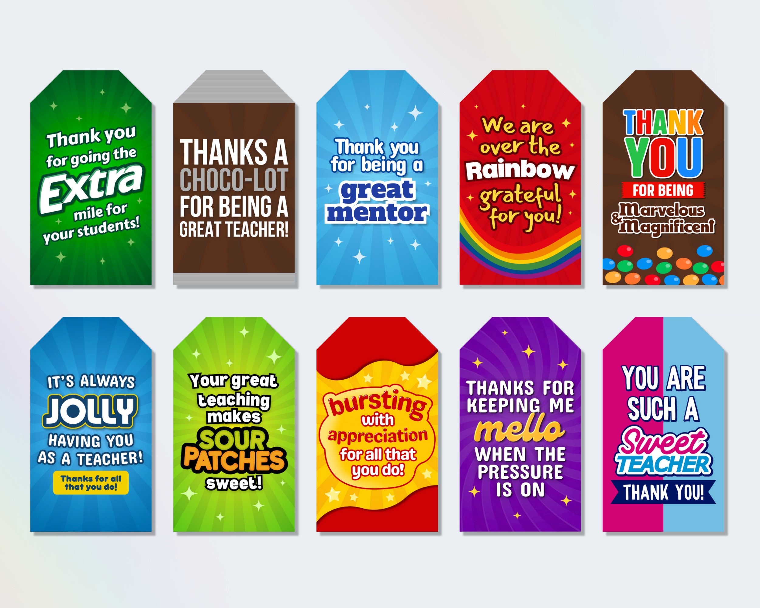 Teacher Appreciation Candy Gift Tags, Thank You Teacher Gift Tag for ...