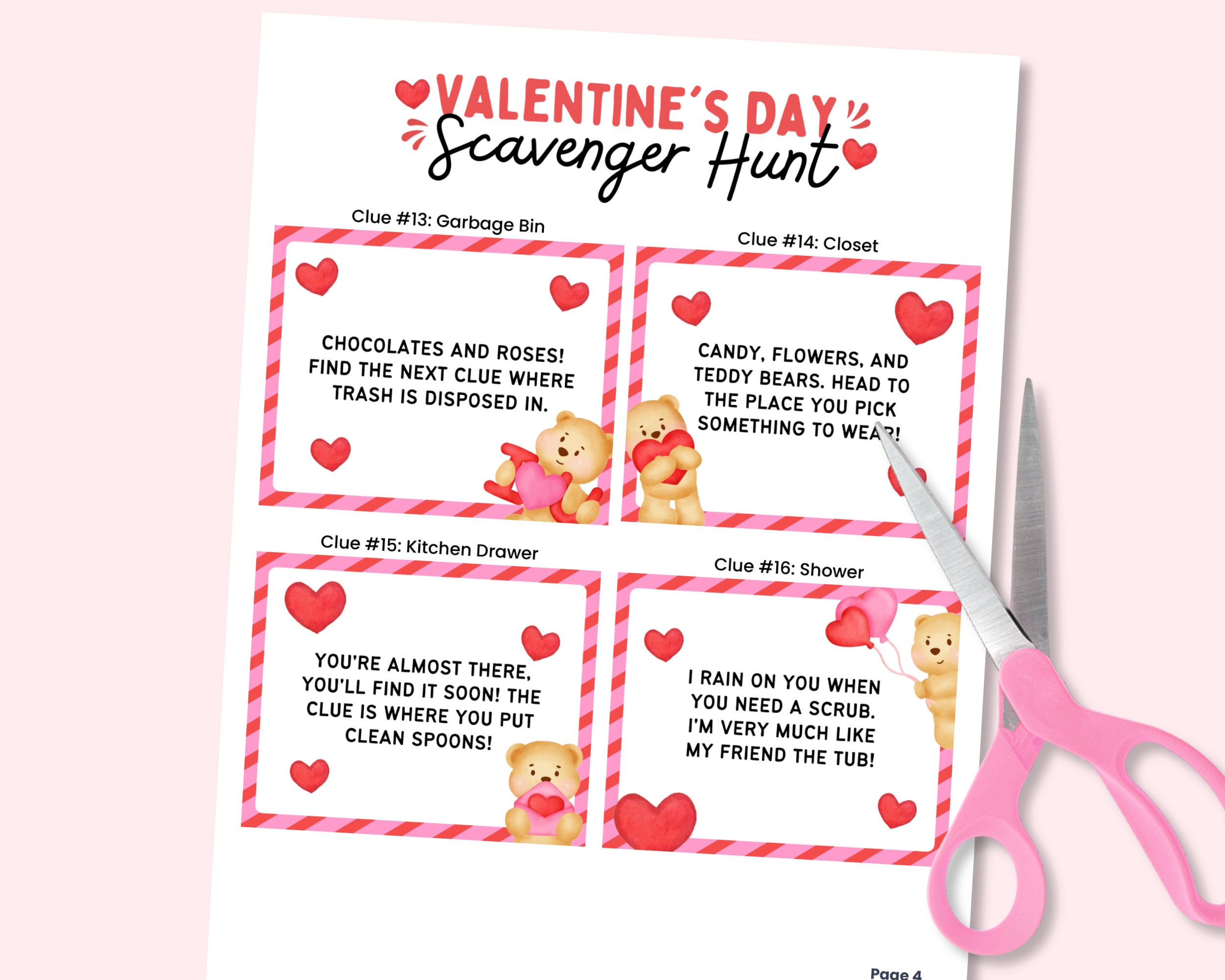 Valentines Day Scavenger Hunt, Valentines Day Treasure Hunt Clues ...