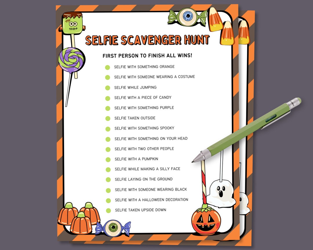 Halloween Selfie Scavenger Hunt, Halloween Printable Game, Halloween ...