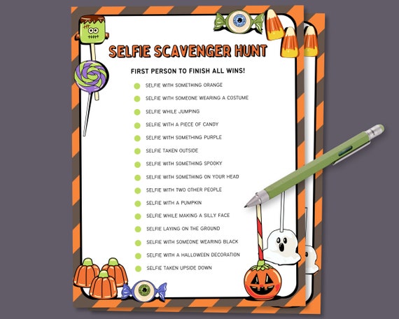Halloween Selfie Scavenger Hunt Halloween Printable Game - Etsy