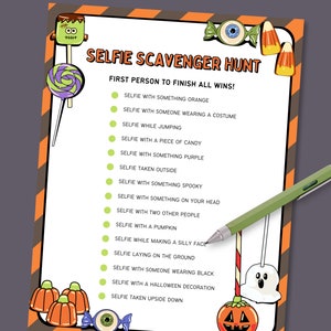 Halloween Selfie Scavenger Hunt, Halloween Printable Game, Halloween ...