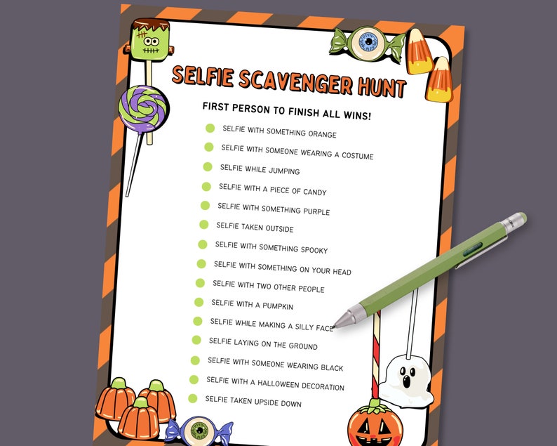 Halloween Selfie Scavenger Hunt Halloween Printable Game - Etsy
