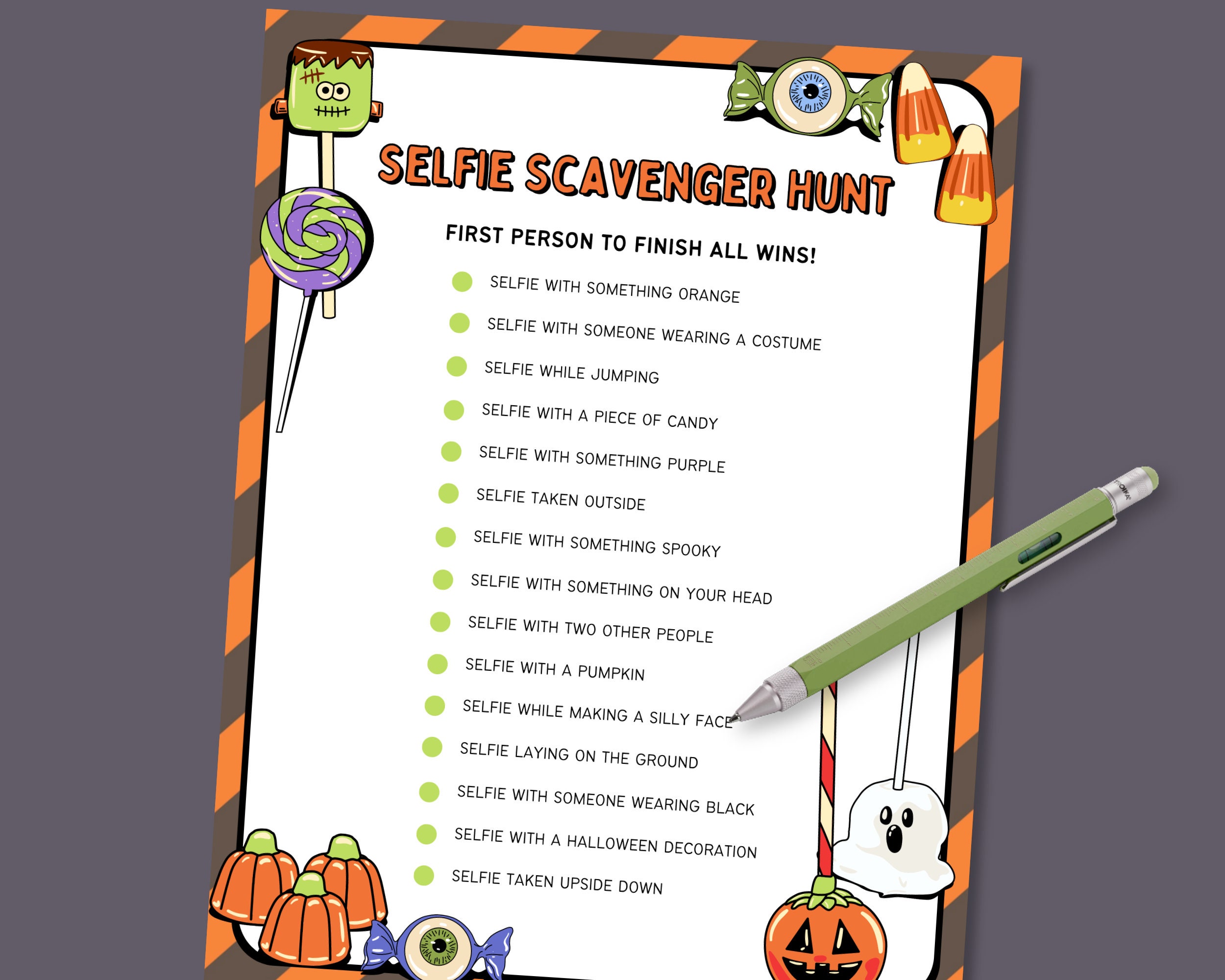 Halloween Selfie Scavenger Hunt, Halloween Printable Game, Halloween ...