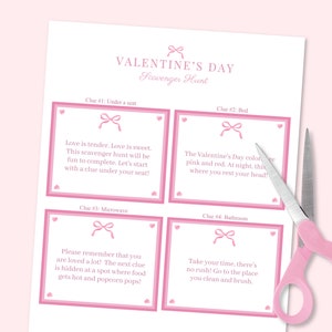 Valentines Day Scavenger Hunt, Indoor Scavenger Hunt Clue, Valentines ...