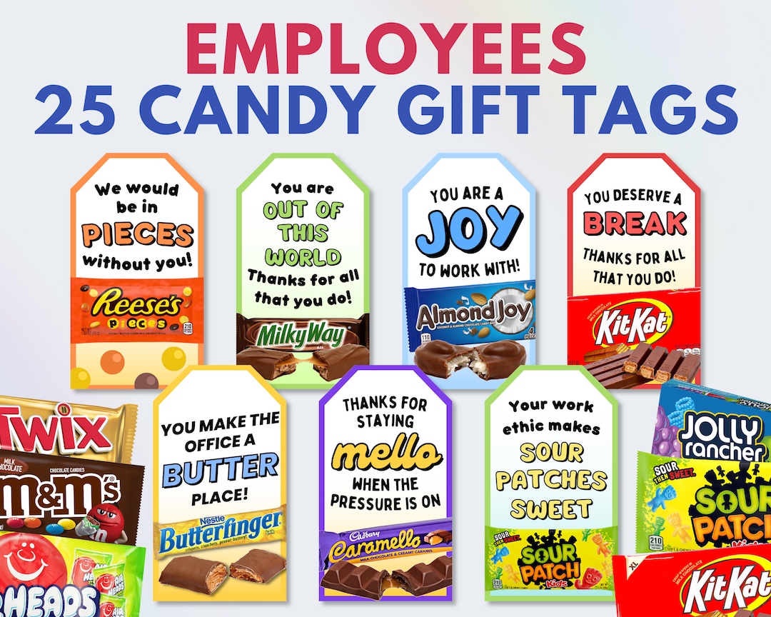 25 Employee Candy Bar Gift Tags Employee Appreciation Tag - Etsy Australia