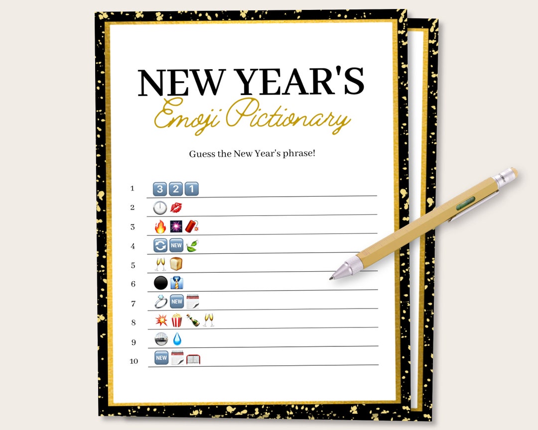 New Years Emoji Pictionary Game, New Year Eve Emoji Game, New Year Eve ...