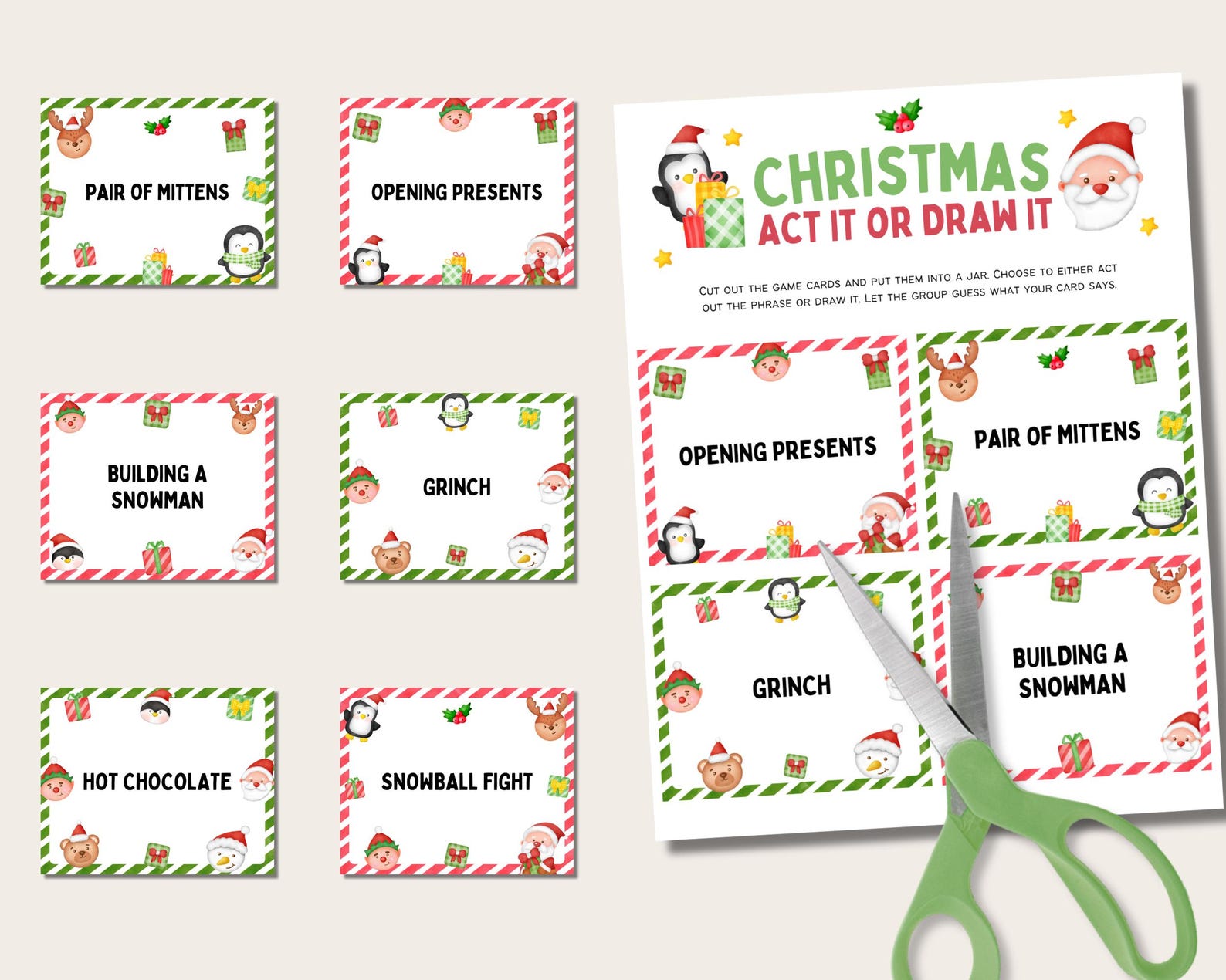Christmas Charades for Kids, Christmas Party Game, Christmas Charades ...