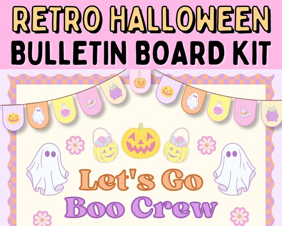 Retro Halloween Bulletin Board Kit Cute Retro Boho Halloween - Etsy