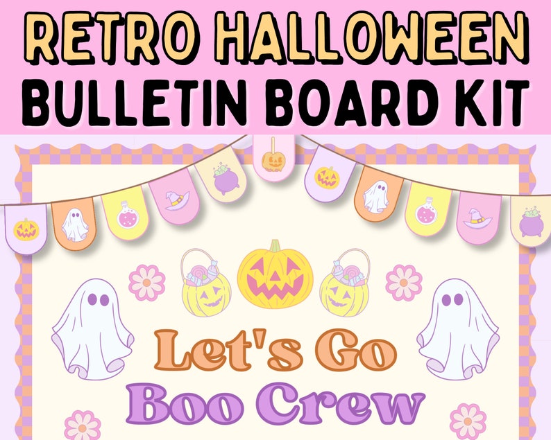 Retro Halloween Bulletin Board Kit Cute Retro Boho Halloween - Etsy