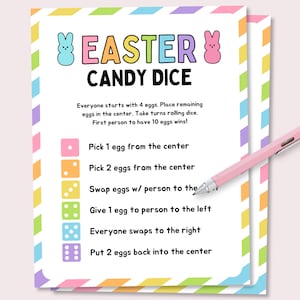 Easter Candy Dice Game, Printable Easter Party Game, Easter Dice Game ...