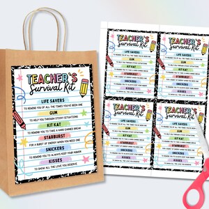 Teacher Survival Kit Gift Tag, Teacher Appreciation Week Gift Tag ...