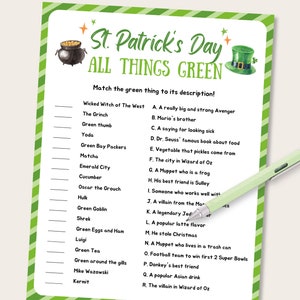 St Patrick's Day All Things Green Quiz, Fun St Patricks Day Quiz for ...