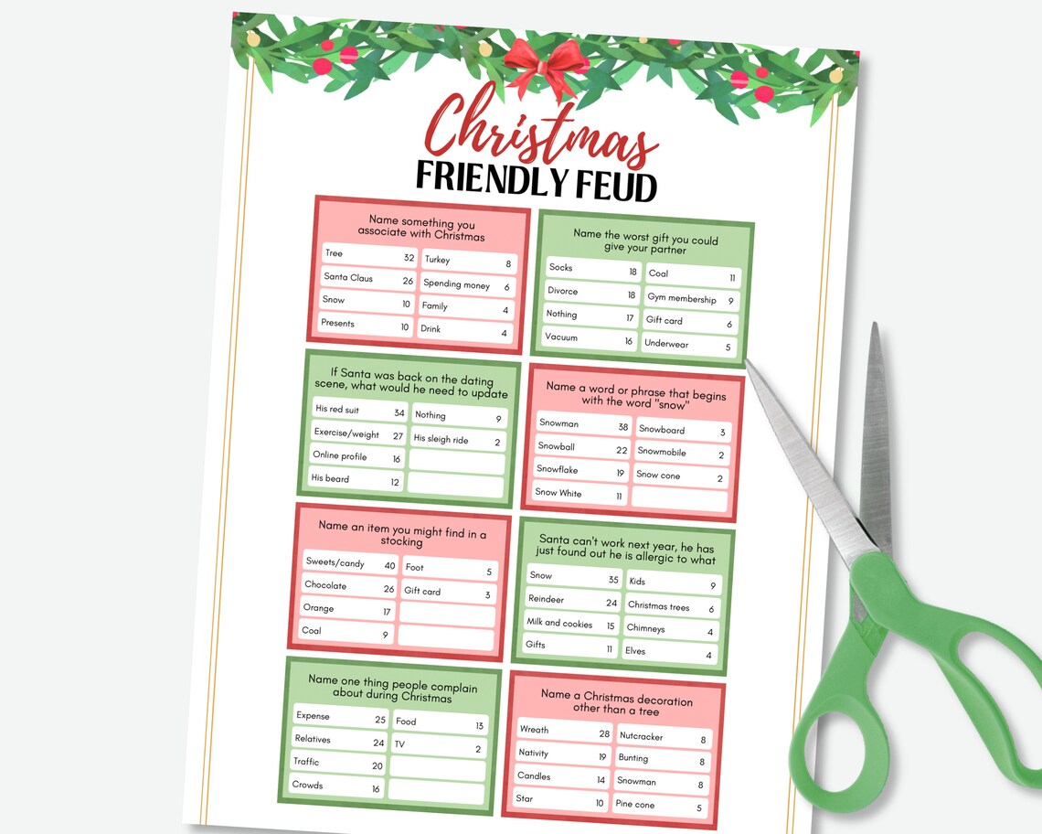 Christmas Family Feud, Christmas Trivia Game, Holiday Friendly Feud ...