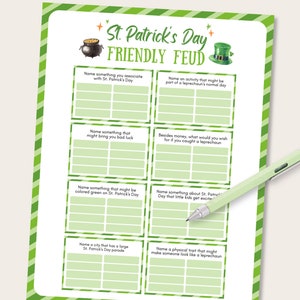 St Patrick's Day Friendly Feud Game, St Patrick's Day Trivia Quiz, St ...