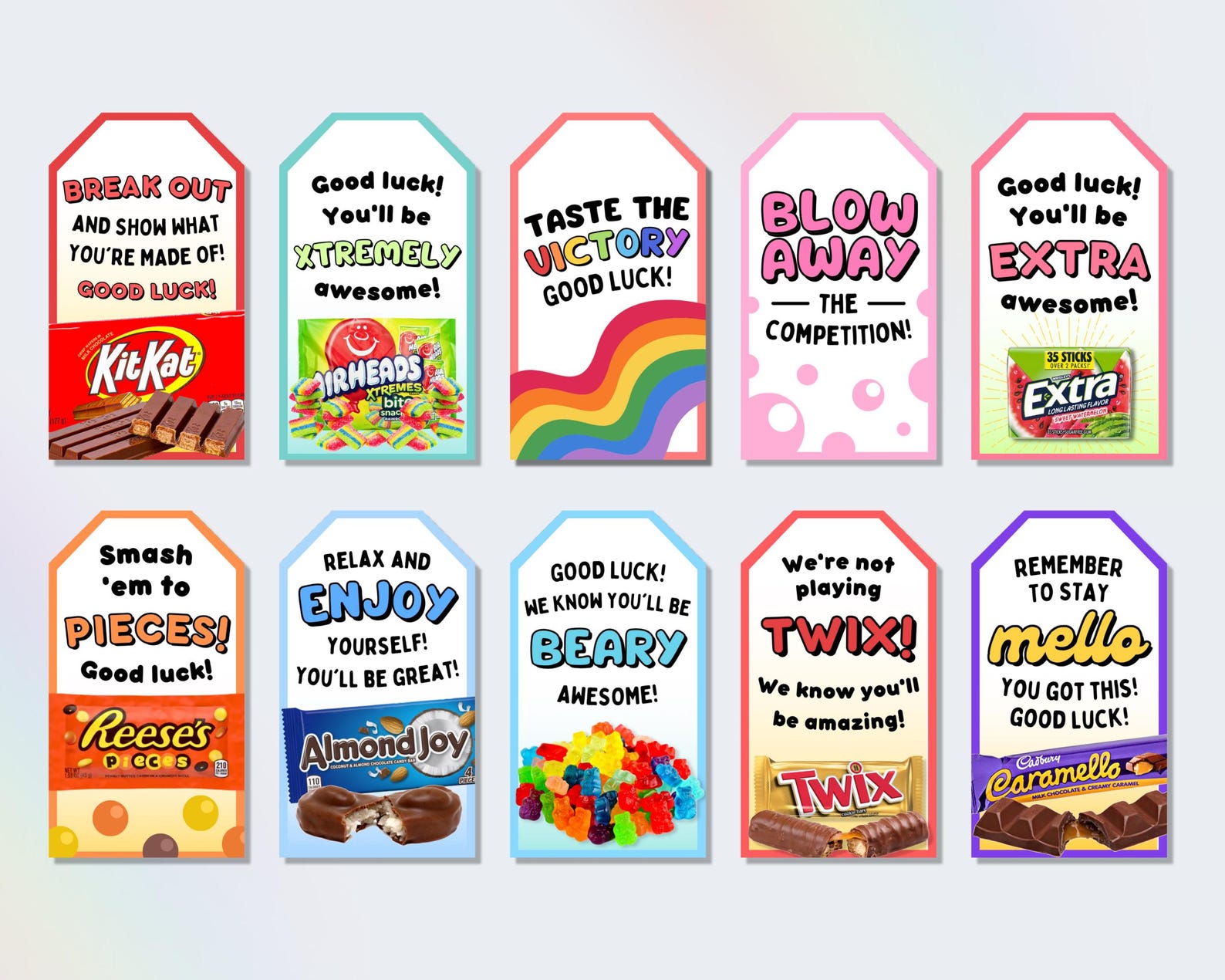 Printable Good Luck Candy Gift Tags for Kids Sports Teams, Treat Label ...