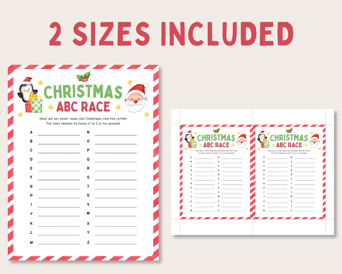 Christmas ABC Race Game Christmas Party Game Christmas A-Z - Etsy