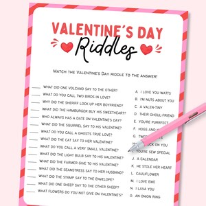 Valentines Day Riddles Quiz, Valentines Day Party Game, Valentines Day ...