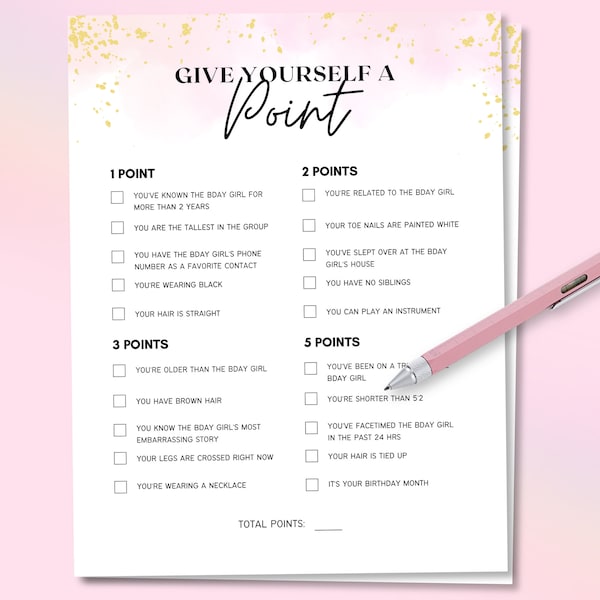Give Yourself a Point If Game - Etsy
