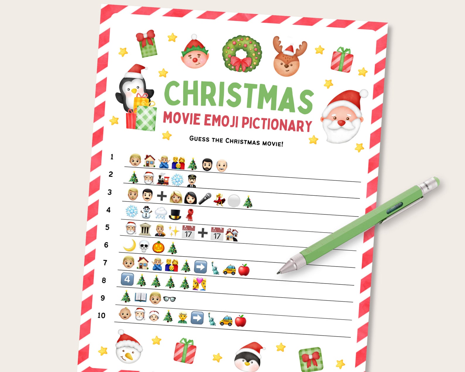 Christmas Movie Emoji Game Christmas Emoji Pictionary Kids - Etsy