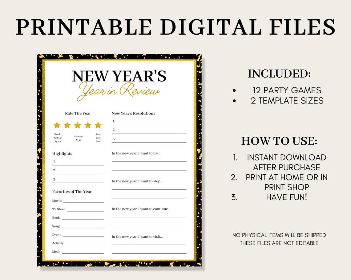 New Years Party Game Bundle New Years Eve Party Games - Etsy