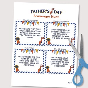 Printable Fathers Day Scavenger Hunt, Fathers Day Treasure Hunt Clues ...
